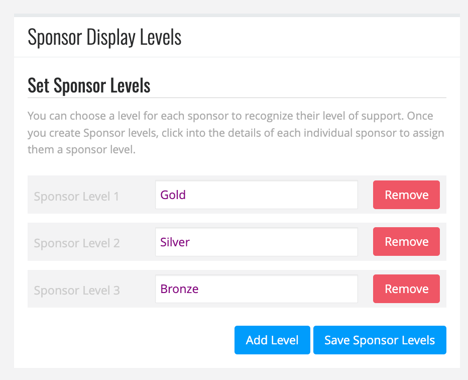 Adding Sponsorship Levels – How can we help?